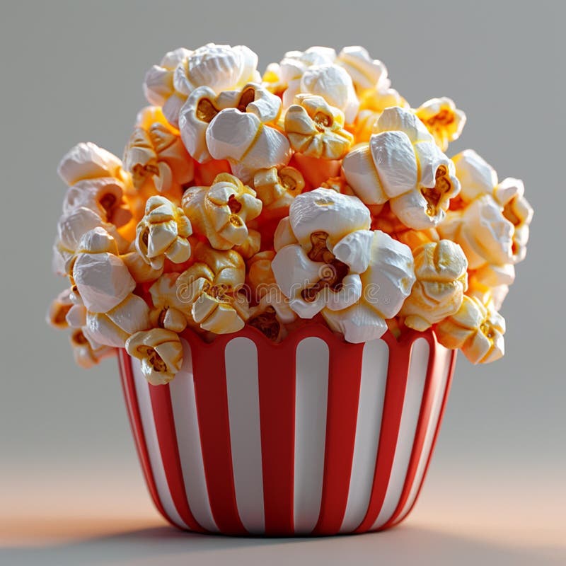 Popcorn in a Striped Bucket on a Gray Background Stock Illustration ...