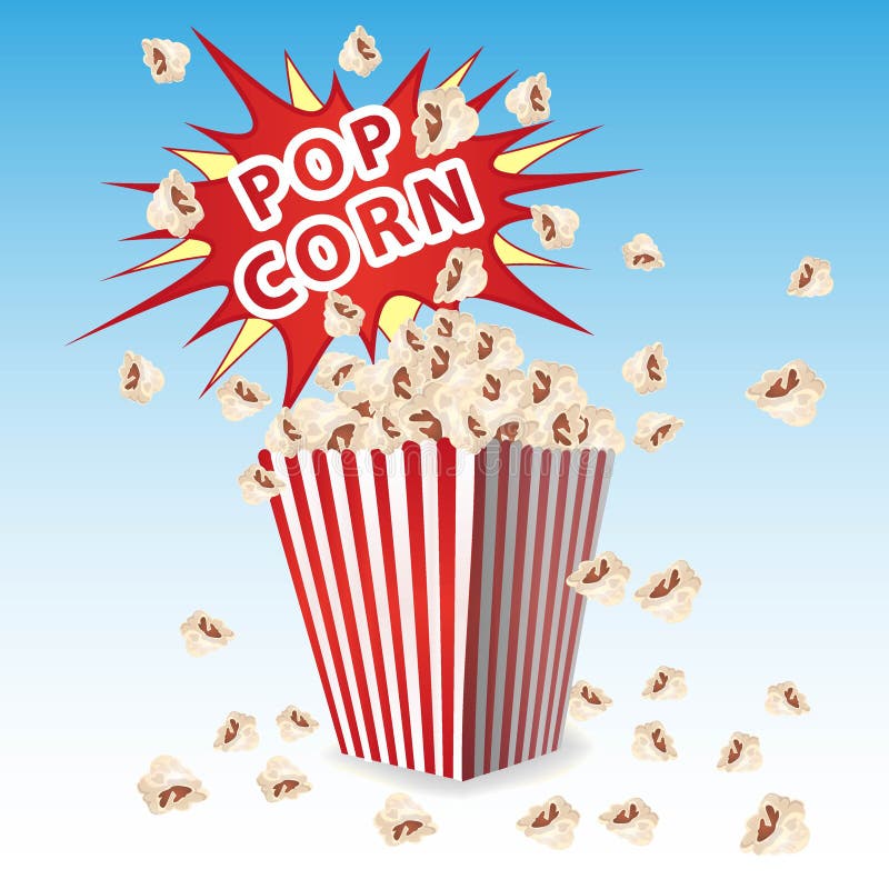 Popcorn in a Striped Container, the Explosion of the Inscription Stock ...