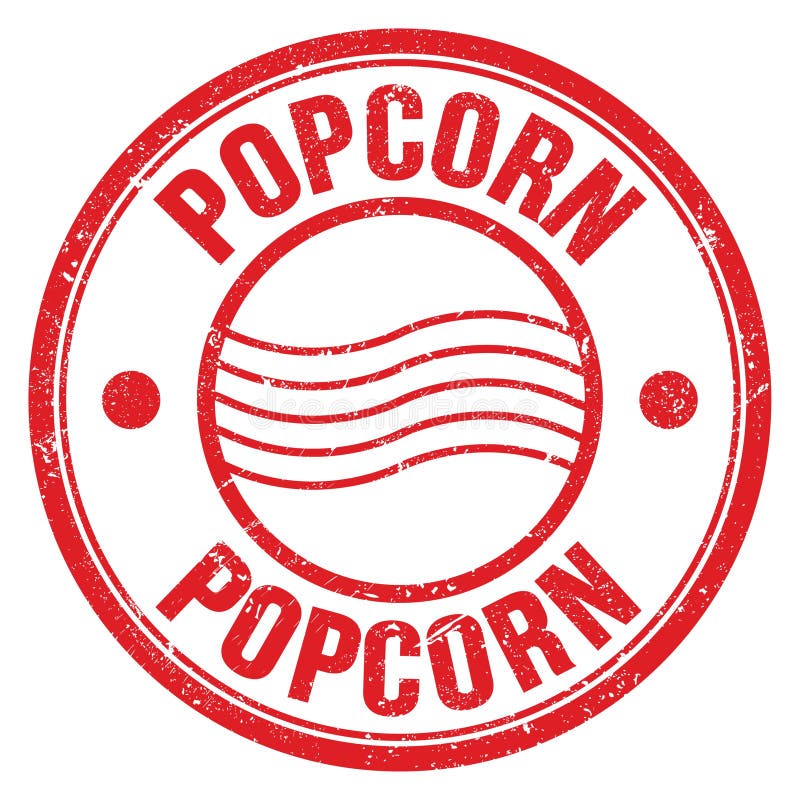 POPCORN Text Written on Red Round Postal Stamp Sign Stock Illustration ...