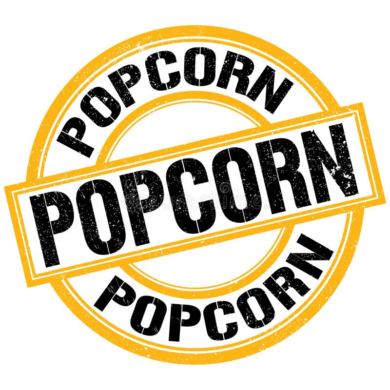 POPCORN Text on Yellow-black Round Stamp Sign Stock Illustration ...