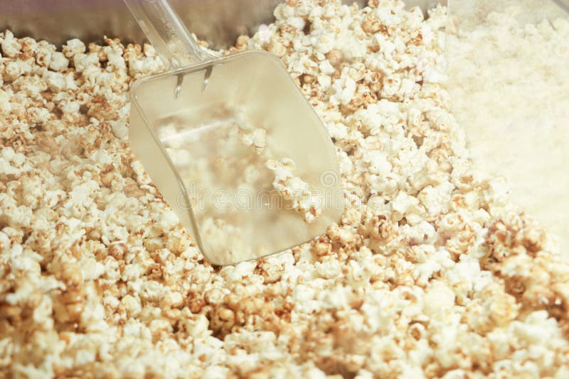 Popcorn Texture.Salted Popcorn in Plastic Box Ready for Sell Stock ...