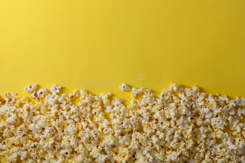 Popcorn Texture on a Yellow Background Stock Photo - Image of snack ...