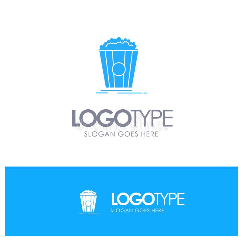 Popcorn, Theater, Movie, Snack Blue Solid Logo with Place for Tagline ...