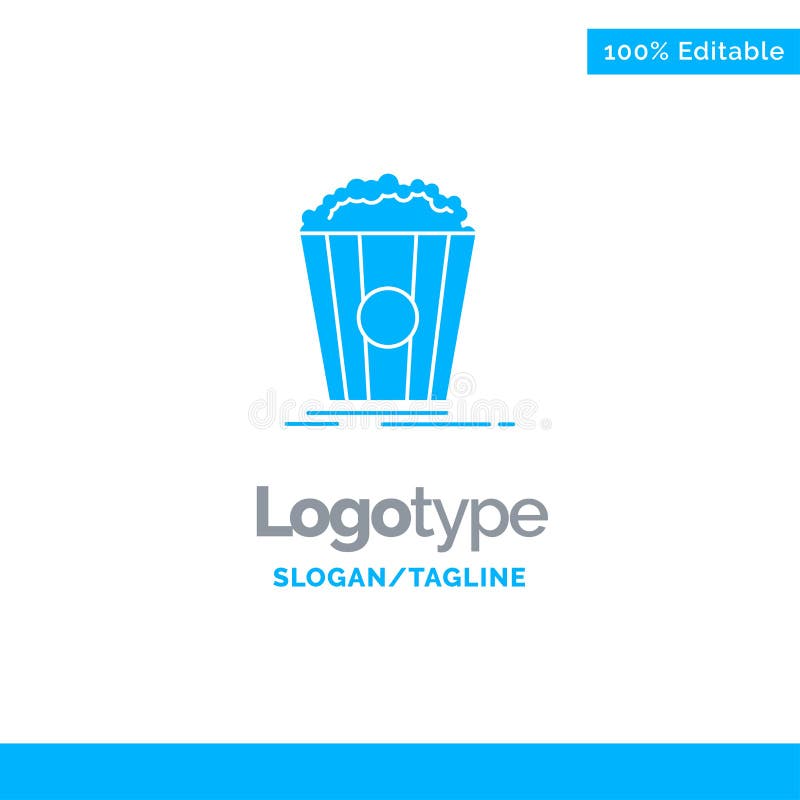 Popcorn, Theater, Movie, Snack Blue Solid Logo Template. Place for ...