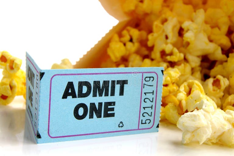 Popcorn and ticket stock image. Image of enter, entertainment - 1786413