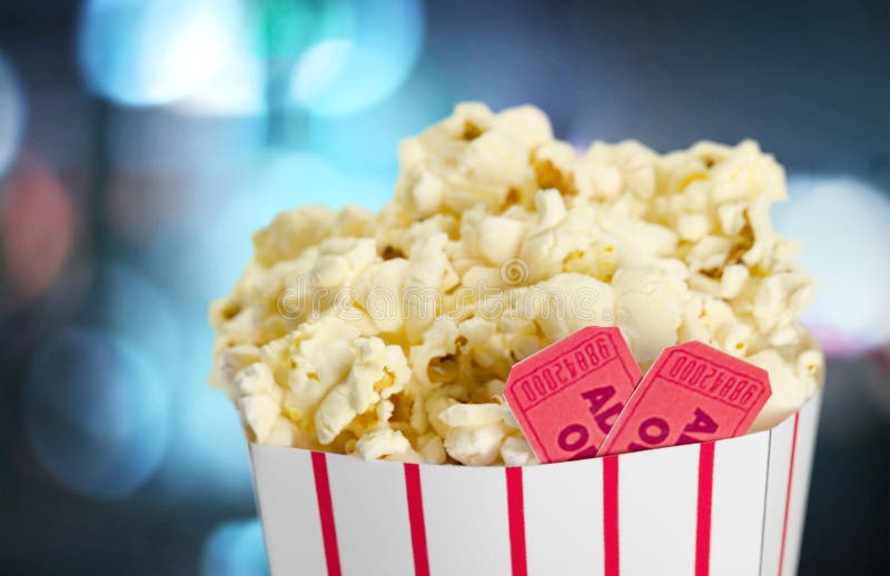 Popcorn and ticket stock image. Image of enter, entertainment - 1786413