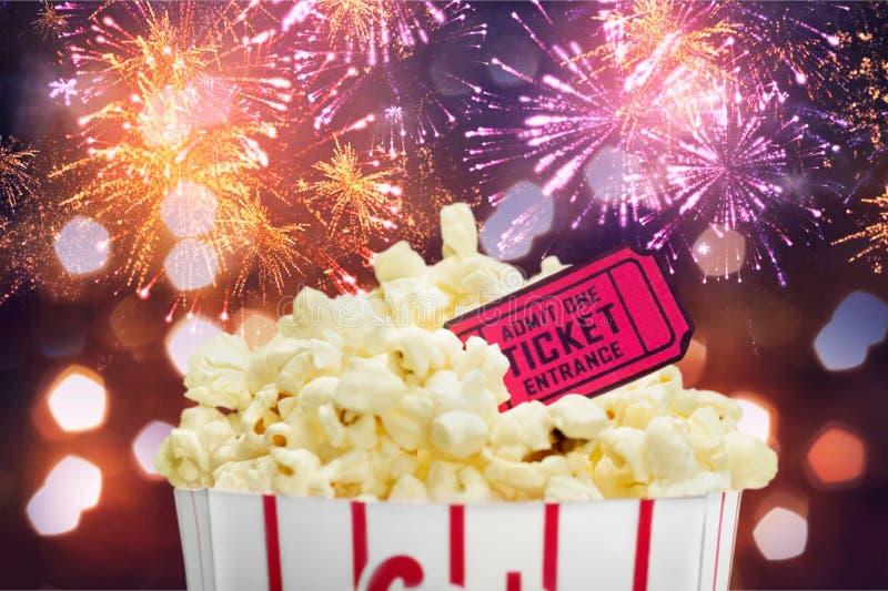 Popcorn and ticket stock image. Image of enter, entertainment - 1786413