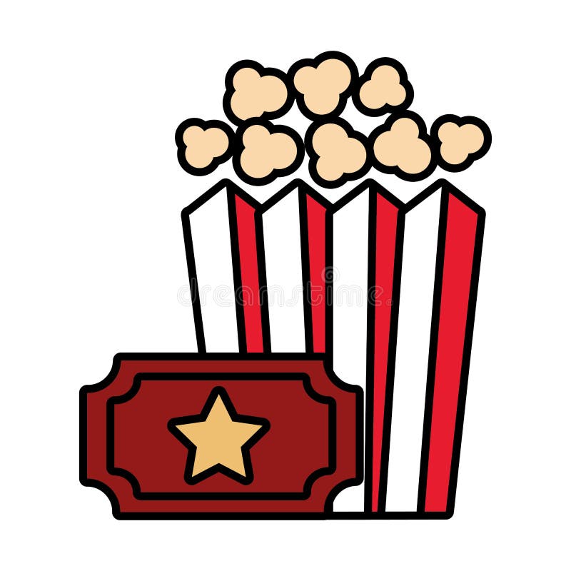 Popcorn and Ticket Isolated Icon Stock Vector - Illustration of ...