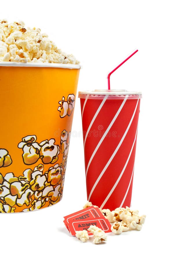 Popcorn, tickets and soda stock image. Image of cinema - 2639237