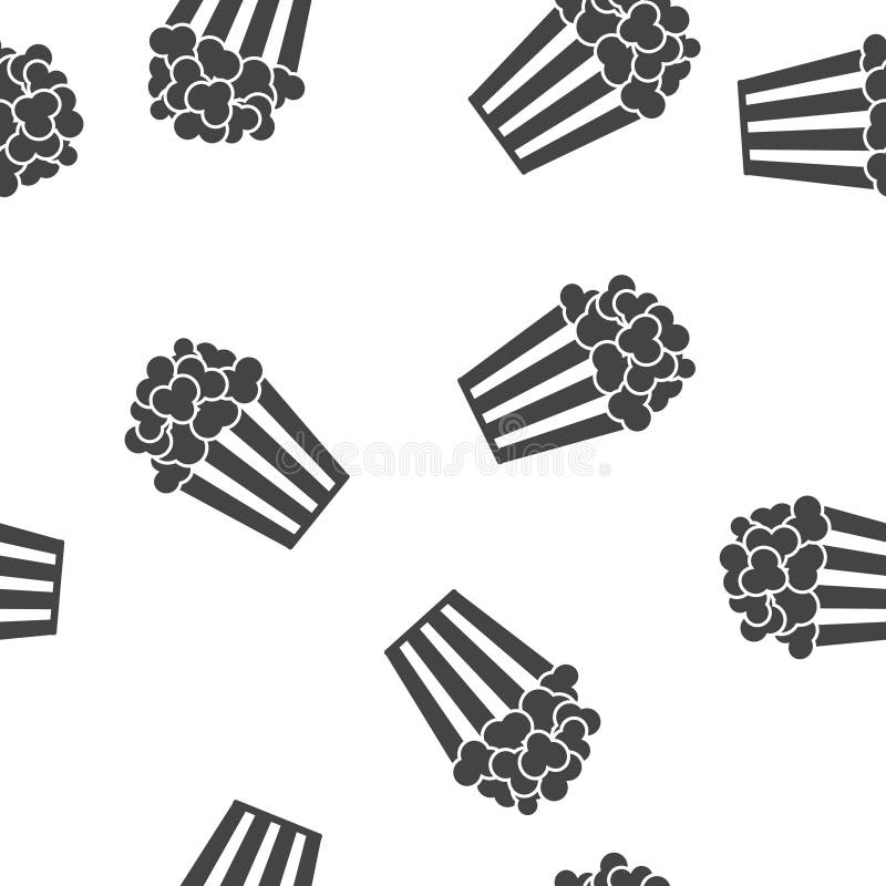 Popcorn Vector Icon. Box of Popcorn Seamless Pattern on a White ...