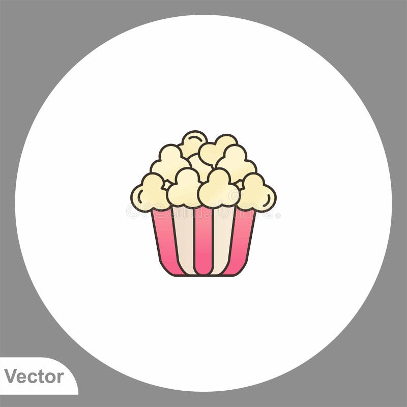 Popcorn Vector Icon Sign Symbol Stock Vector - Illustration of black ...