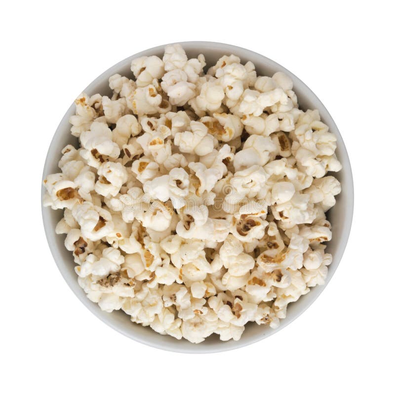 Popcorn in White Round Bowl Isolated Stock Image - Image of natural ...