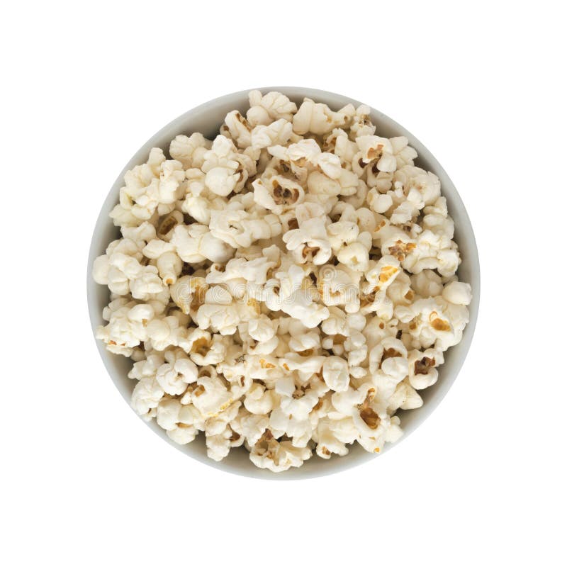 Popcorn in White Round Bowl Isolated Stock Photo - Image of fluffy ...