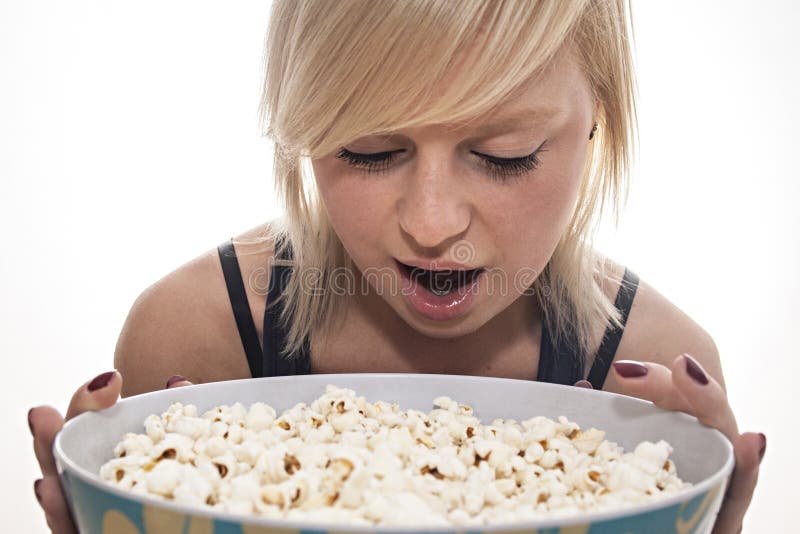 Popcorne girl stock image. Image of repertory, woman - 59549125