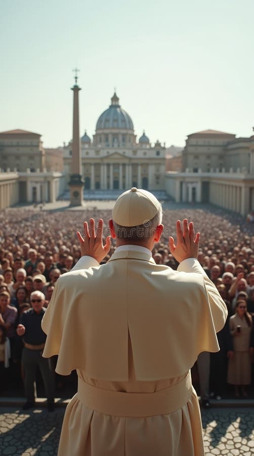 Pope Addressing Crowd at St. Peter S Square Stock Illustration ...