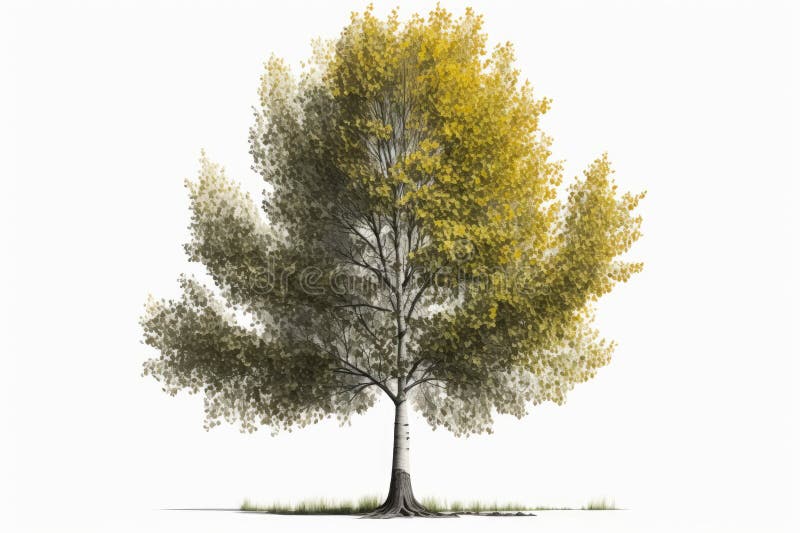 Poplar Tree on a White Background. Generative AI Stock Illustration ...