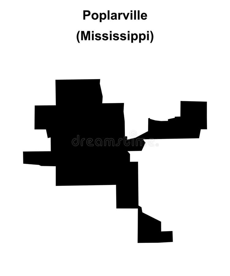 Poplarville outline map stock vector. Illustration of blank - 387463479