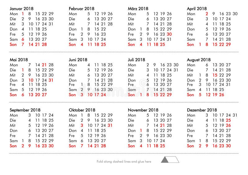 Popolare Di DIY E Calendario Di Anno 2018 Della Colla - Germania ...