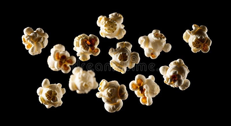 Popped Corn Kernels are Scattered Against a Black Background ...