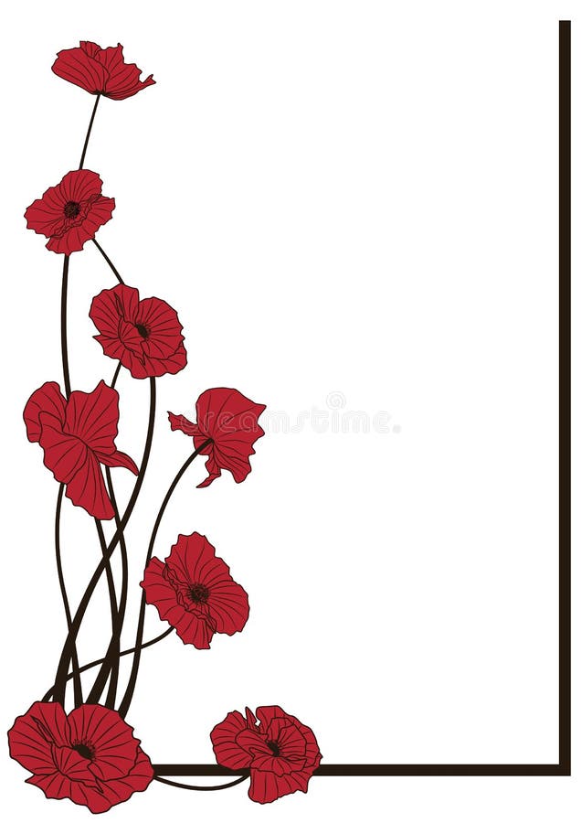 Vintage Poppy Corner Border Stock Illustrations – 396 Vintage Poppy ...
