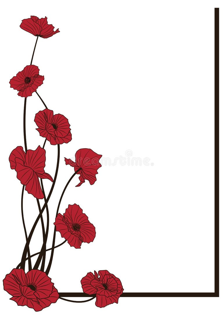 Red Poppies Border Corner Stock Illustrations – 151 Red Poppies Border ...