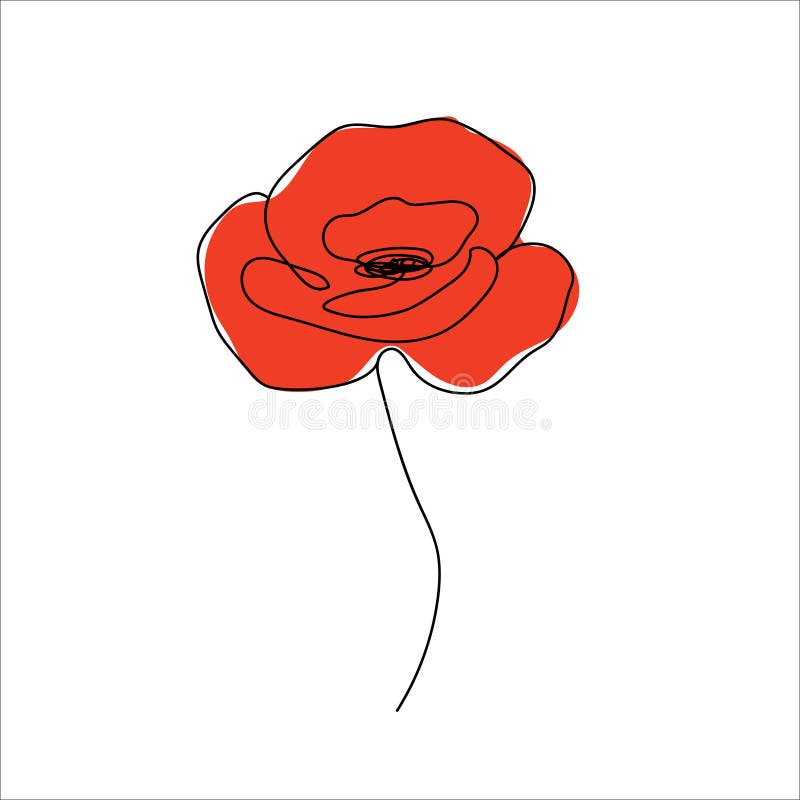 Poppies Flower Continuous Line Drawing Stock Vector - Illustration of ... Poppies Flower Continuous Line Drawing Stock Vector - Illustration of ...