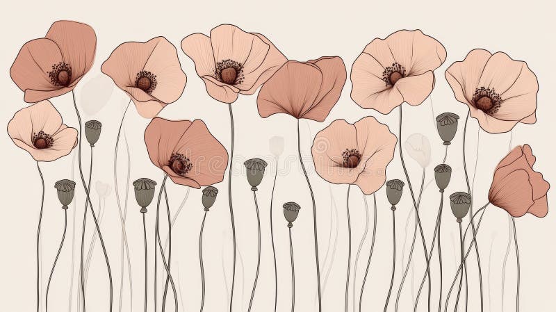 The Poppies are Rendered in a Continuous Line Drawing, Editable at Will ...