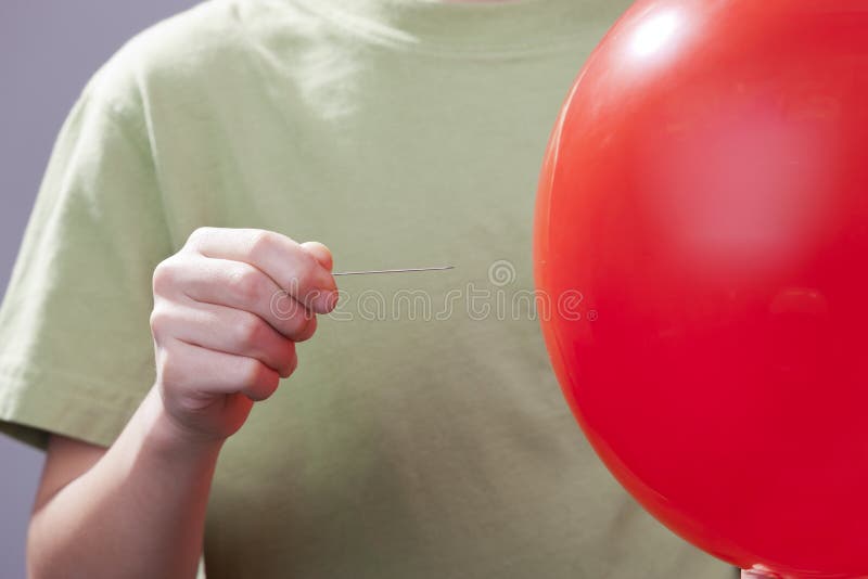 Popping a baloon. stock image. Image of person, childhood - 51493185