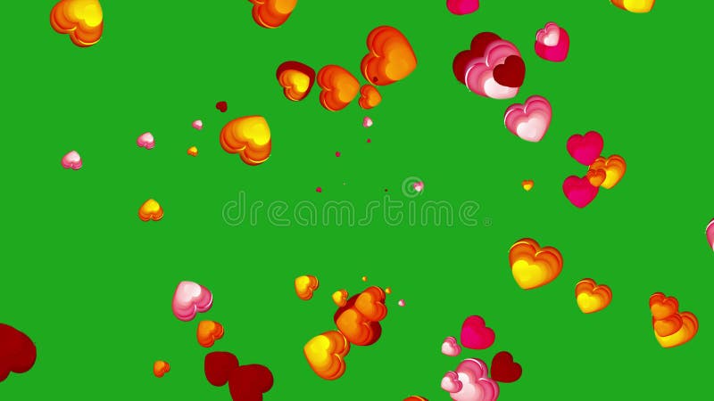 Popping Out Heart Shapes Green Screen Motion Graphics Stock Footage ...