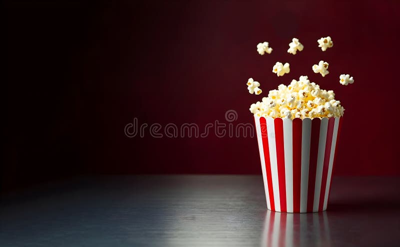 Popping Popcorn on a Dark Background Stock Illustration - Illustration ...