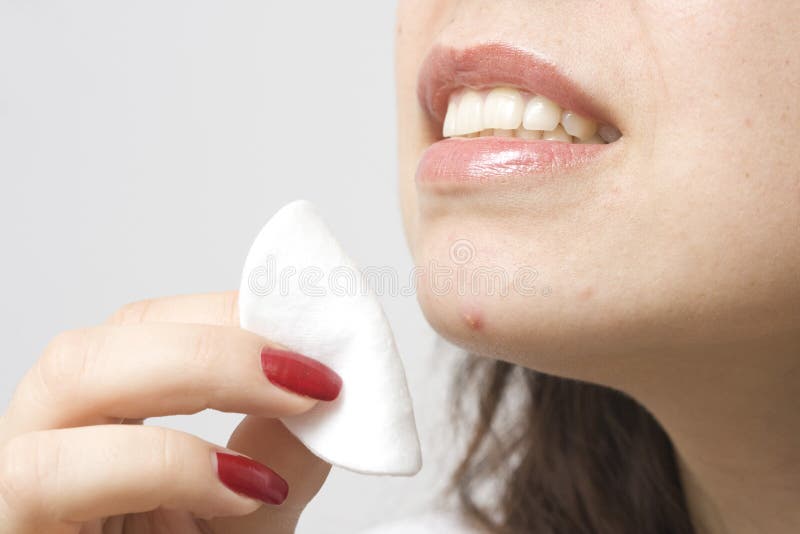 Popping a zit stock photo. Image of female, lady, caucasian - 8128926