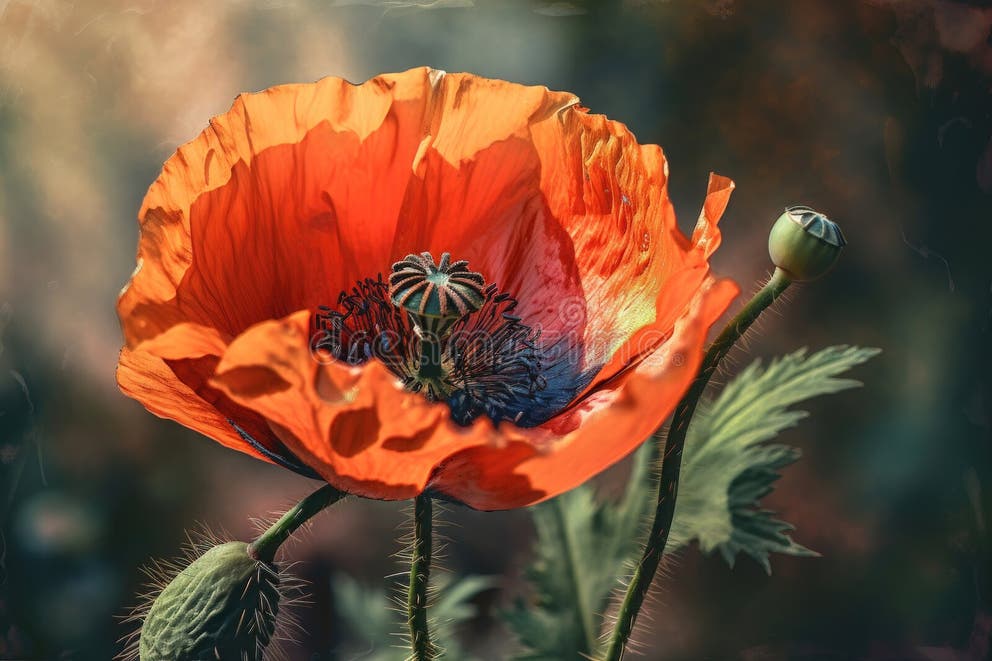 Poppy. AI generated stock illustration. Illustration of flower - 274692994