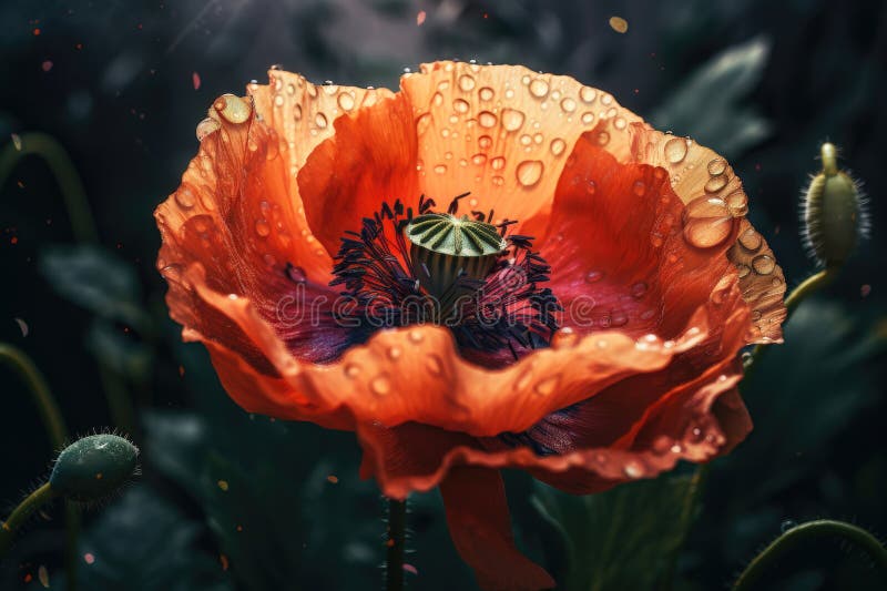 Poppy. AI generated stock illustration. Illustration of flower - 274803077