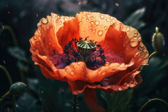 Poppy. AI generated stock illustration. Illustration of flower - 274803077