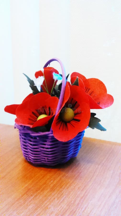 Poppy in a basket stock image. Image of summer, life - 19883005