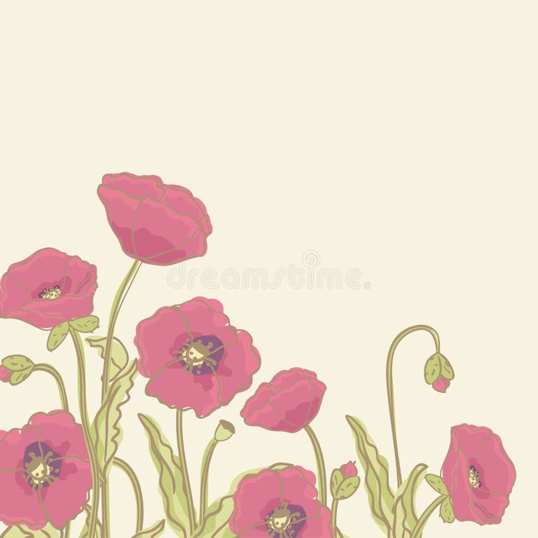 Vintage Poppy Corner Border Stock Illustrations – 401 Vintage Poppy ...