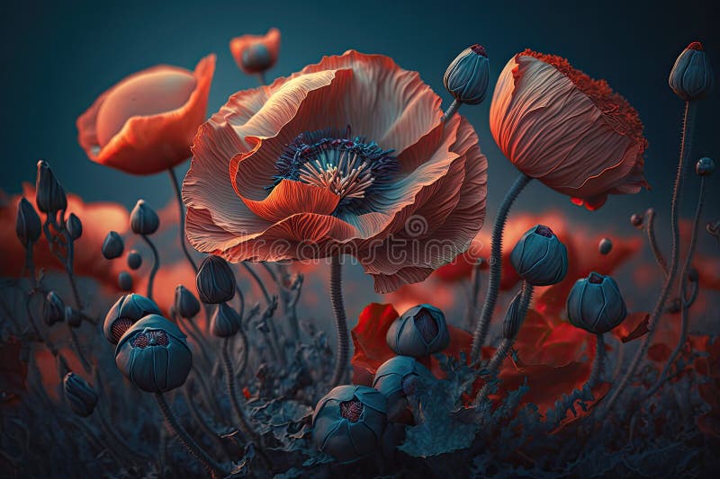 Poppy Flower Natural Background. Illustration AI Generative Stock ...
