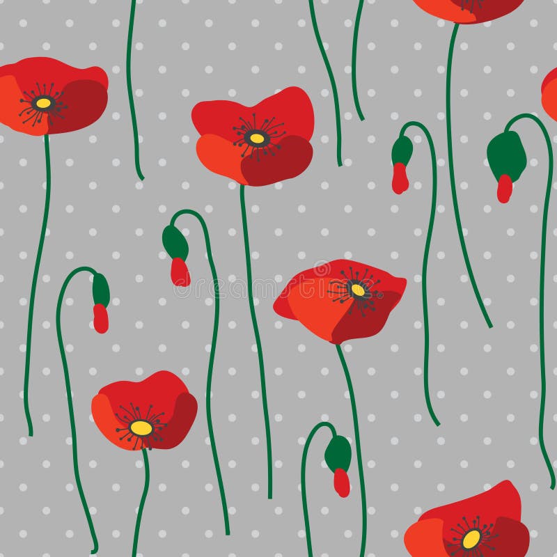 Poppy Flower Seamless Pattern Stock Vector - Illustration of backdrop ...