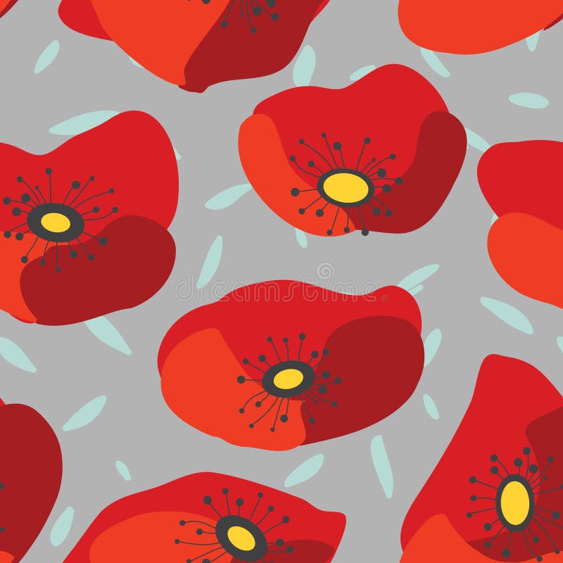 Poppy Flower Seamless Pattern Stock Vector - Illustration of decoration ...
