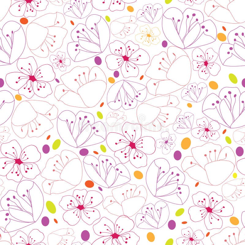 Poppy Flower Sketches Seamless Vector Repeat Endless Texture Stock ...