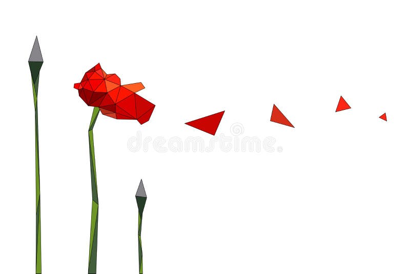 Poppy Flower of Triangles and Triangular Petals Flying in the Wi Stock ...