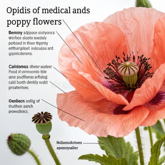 Poppy Flower on a White Background with the Text on the Label Stock ...