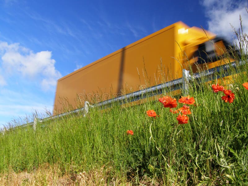 Poppy and motorway stock image. Image of cargo, highway - 2465659