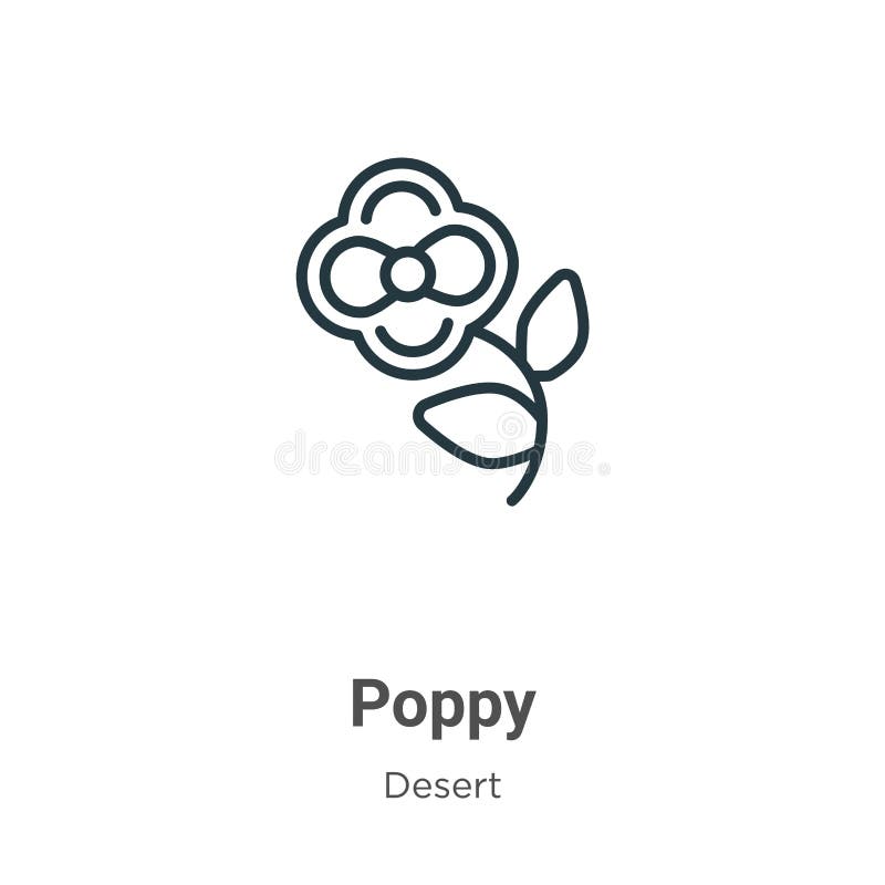 Poppy Outline Hand Drawn Logo Element. Herbs Doodle Botanical Icon ...