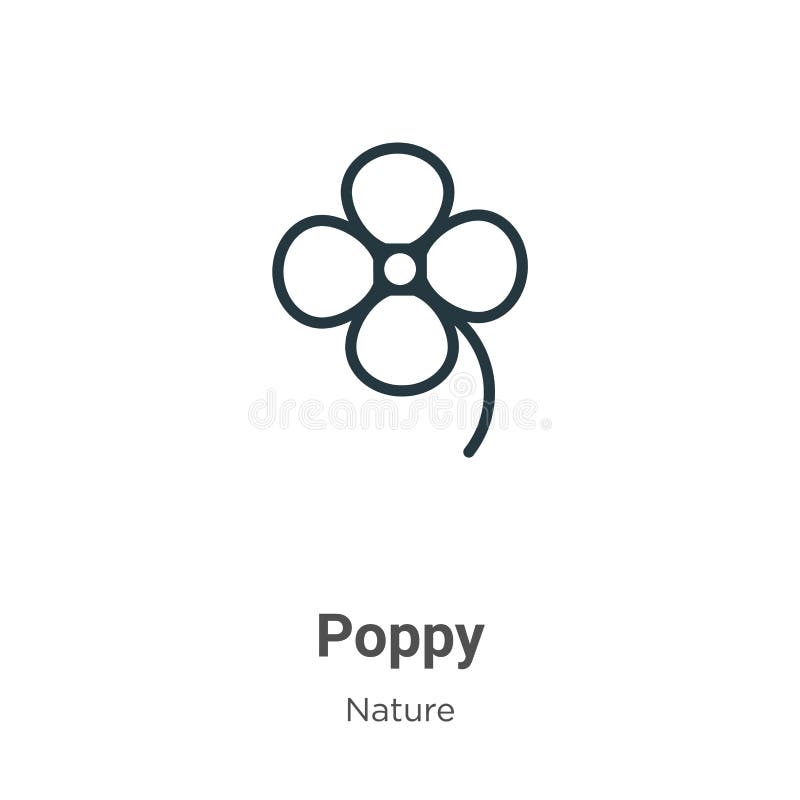Poppy Outline Hand Drawn Logo Element. Herbs Doodle Botanical Icon ...