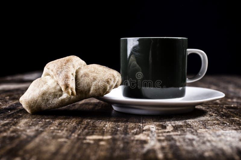 Poppy roll and coffee stock image. Image of breakfast - 84904185