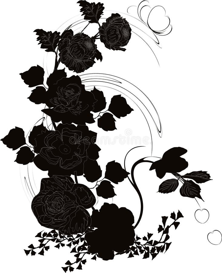 Poppy and rose silhouette stock vector. Illustration of design - 3340496
