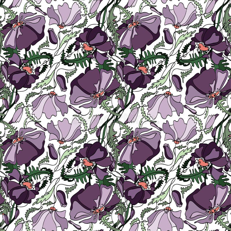 Poppy seamless pattern stock vector. Illustration of floral - 65688722