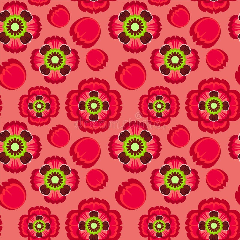 Poppy seamless pattern. stock vector. Illustration of blooming - 39676146