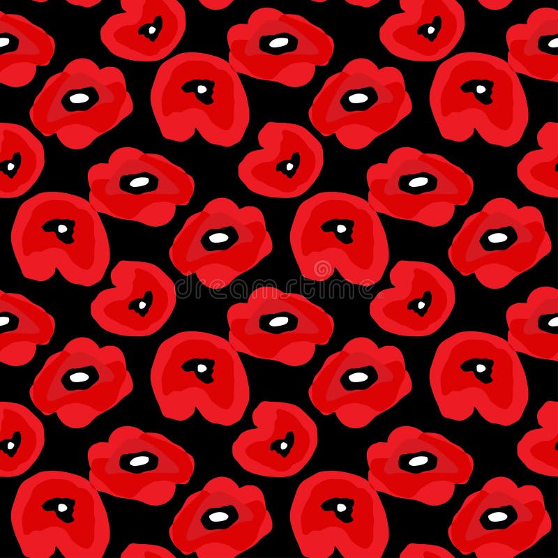Poppy Seamless Pattern. Red Poppies on White Background Stock ...
